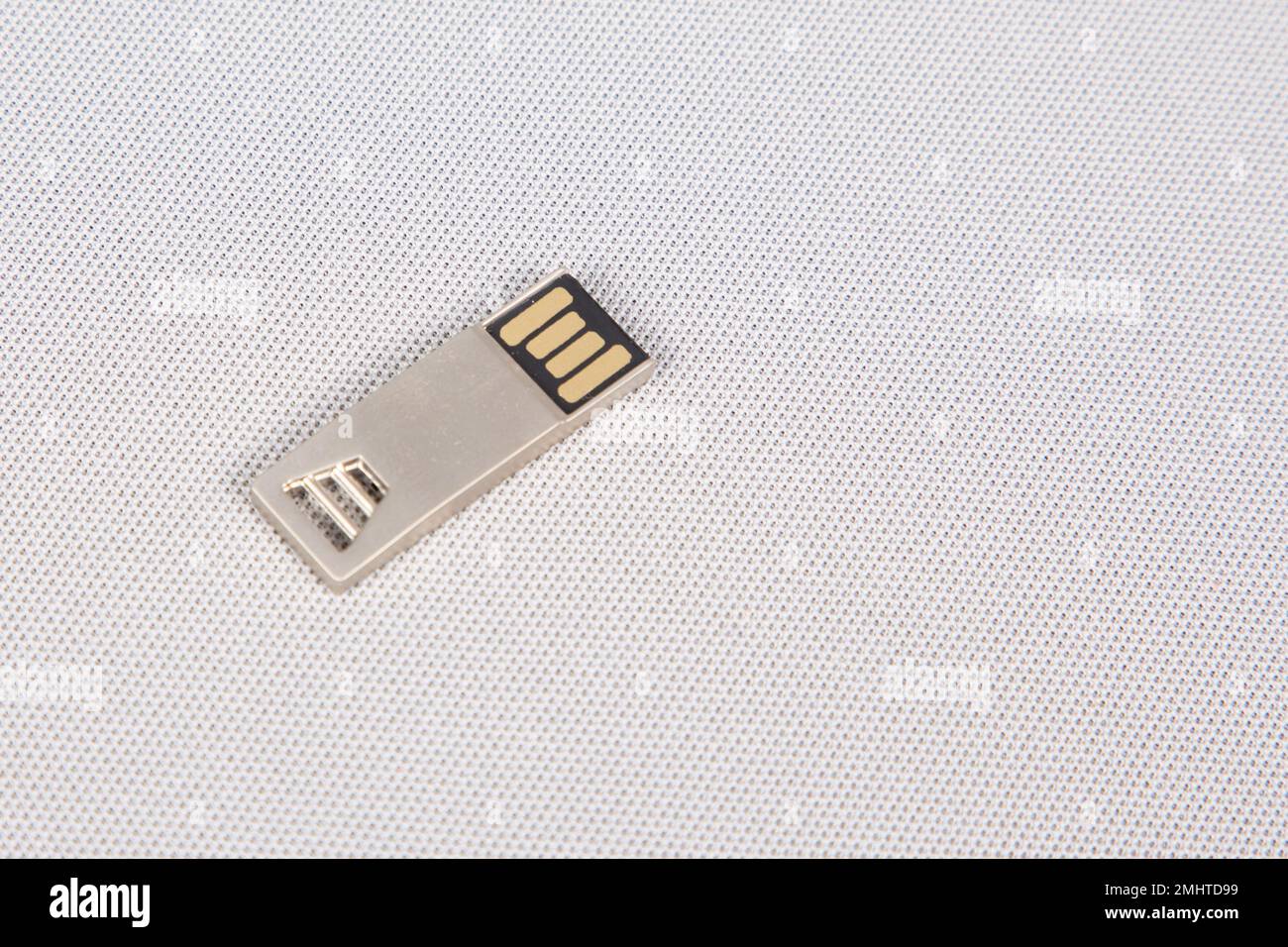 usb key flash silver on white background Stock Photo - Alamy