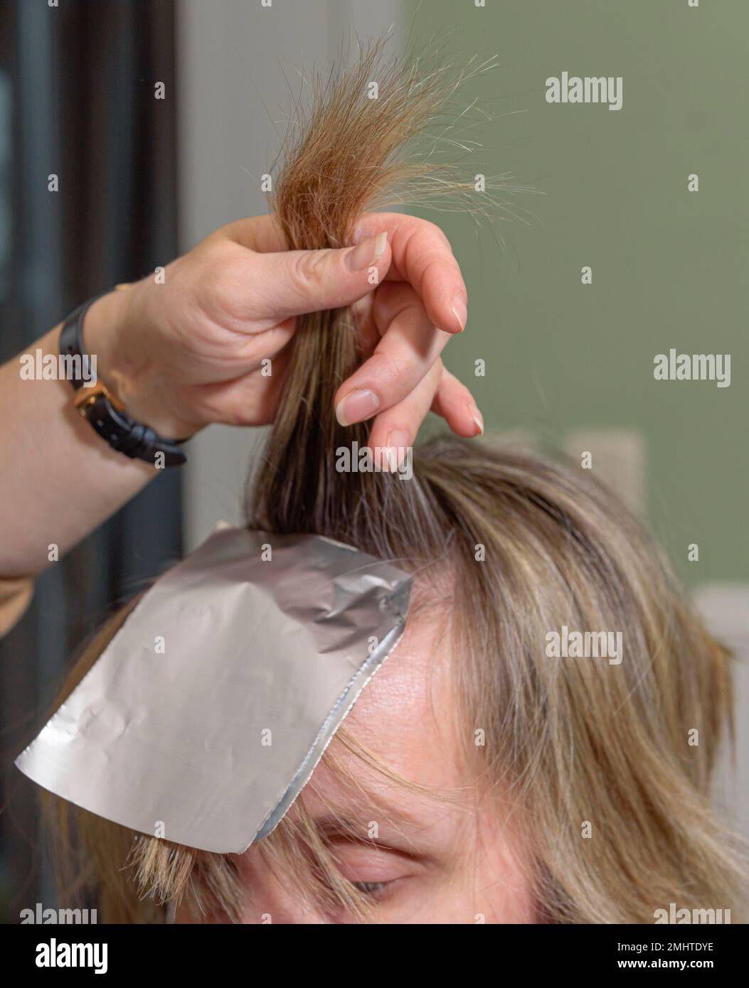 Professional Coloring for Covering Grey Roots, Styling hair in rows on ...