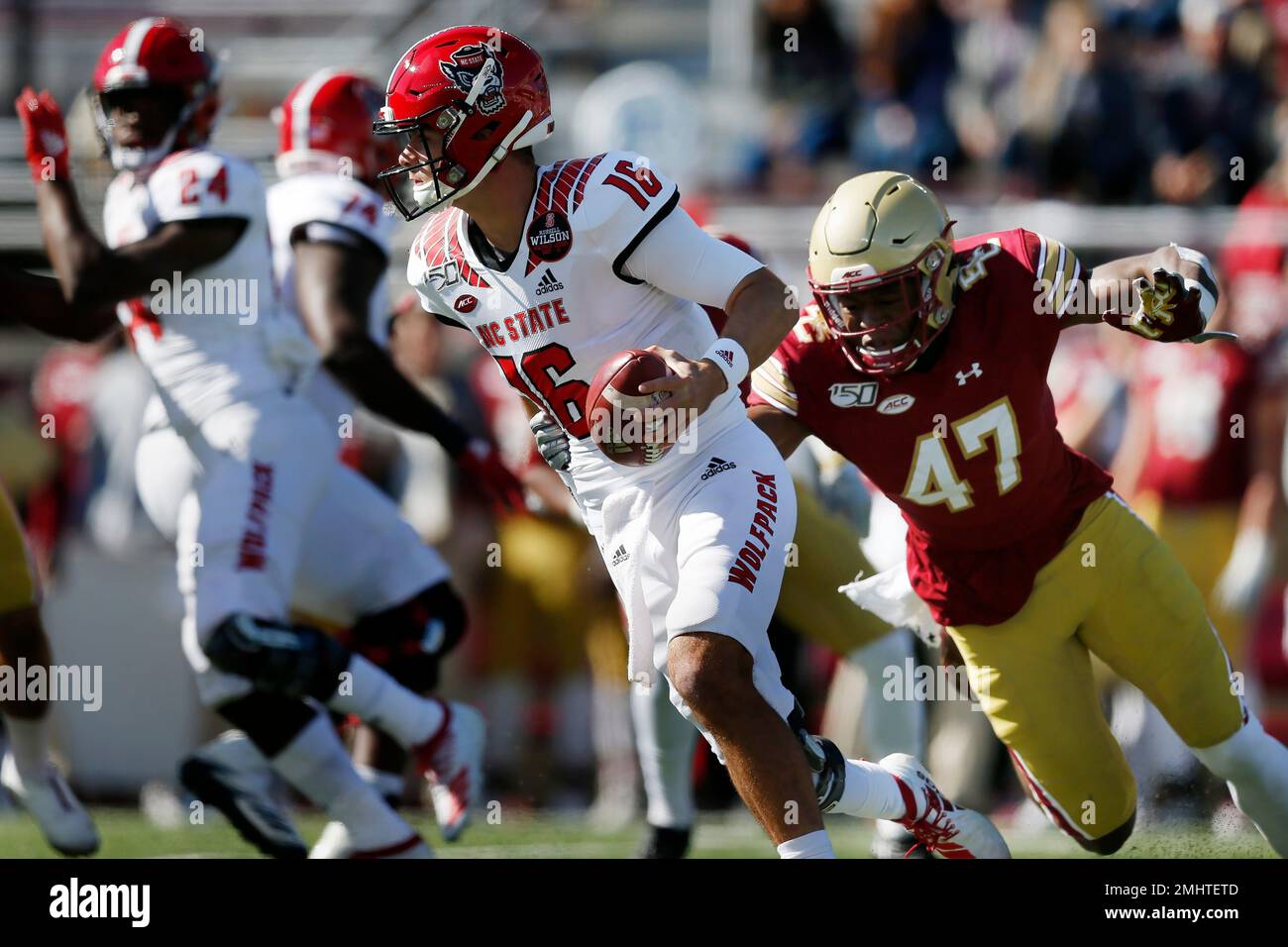 Boston College defensive end Shitta Sillah (47) sacks North Carolina ...