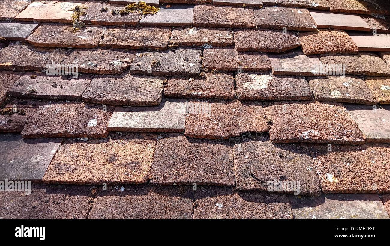 red old ceramic roof tile ancient background texture roofing vintage ...