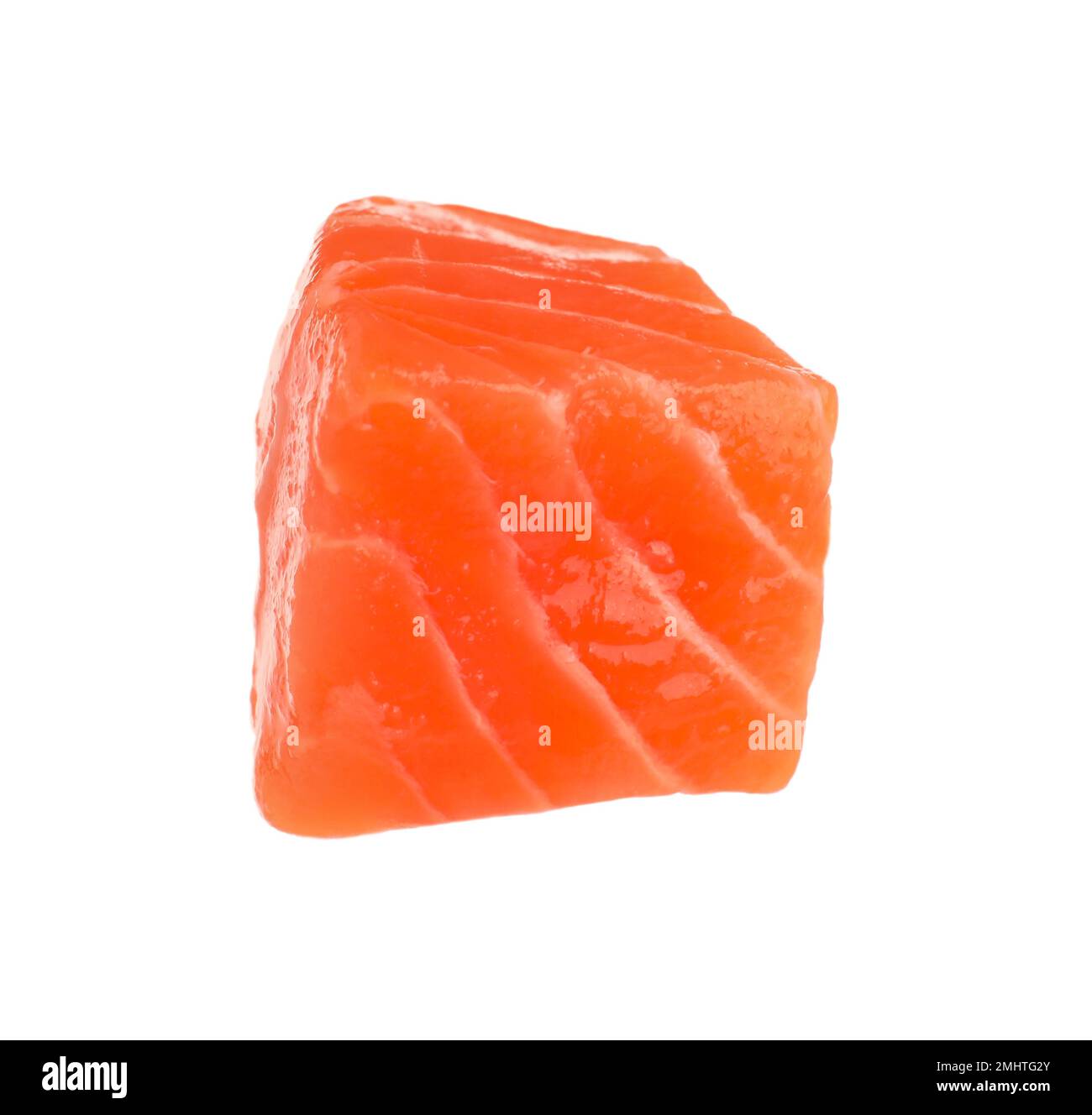 Piece of fresh raw salmon isolated on white. Fish delicacy Stock Photo ...