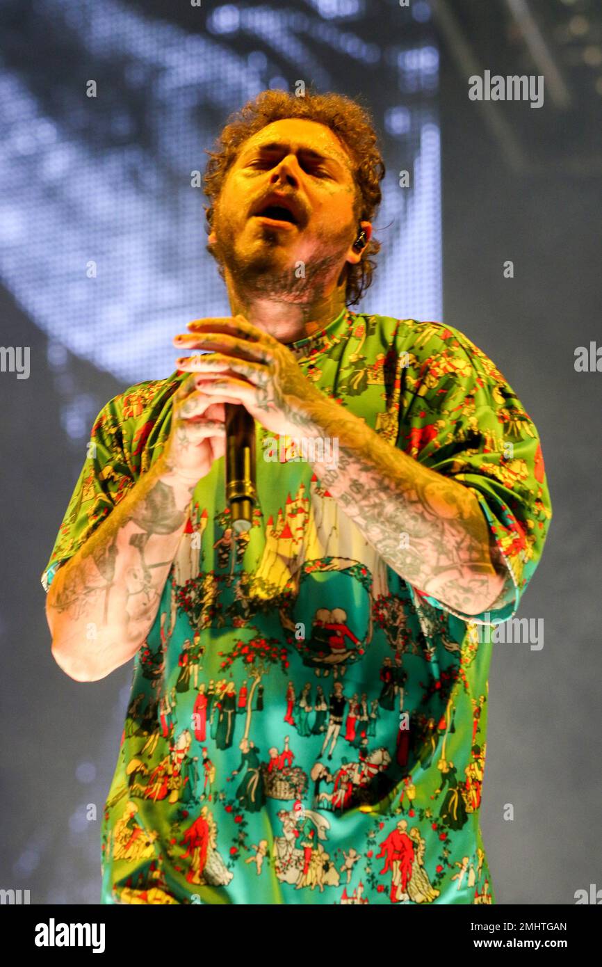 Post Malone performs during the Runaway Tour at State Farm Arena on ...