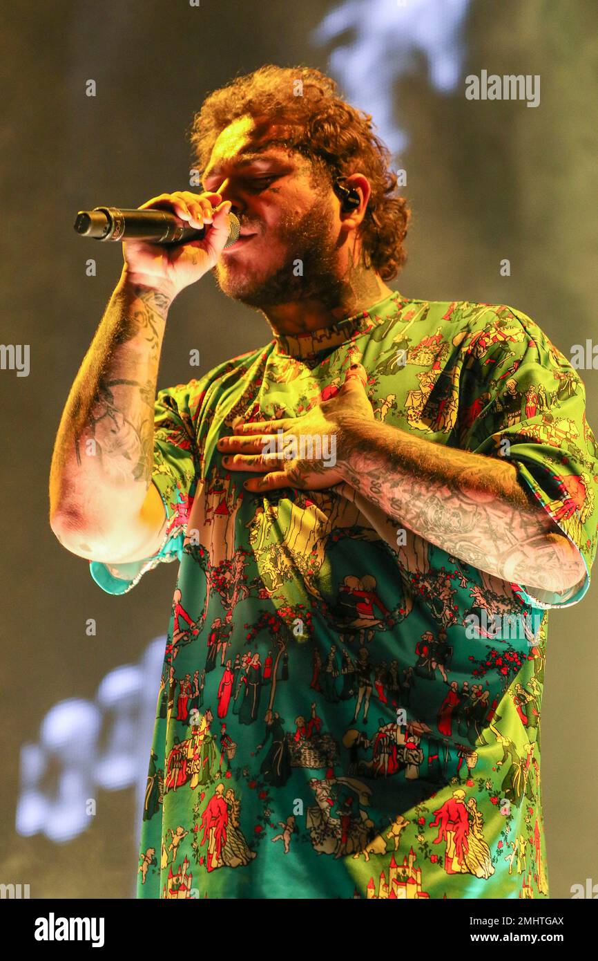 Post Malone performs during the Runaway Tour at State Farm Arena on ...