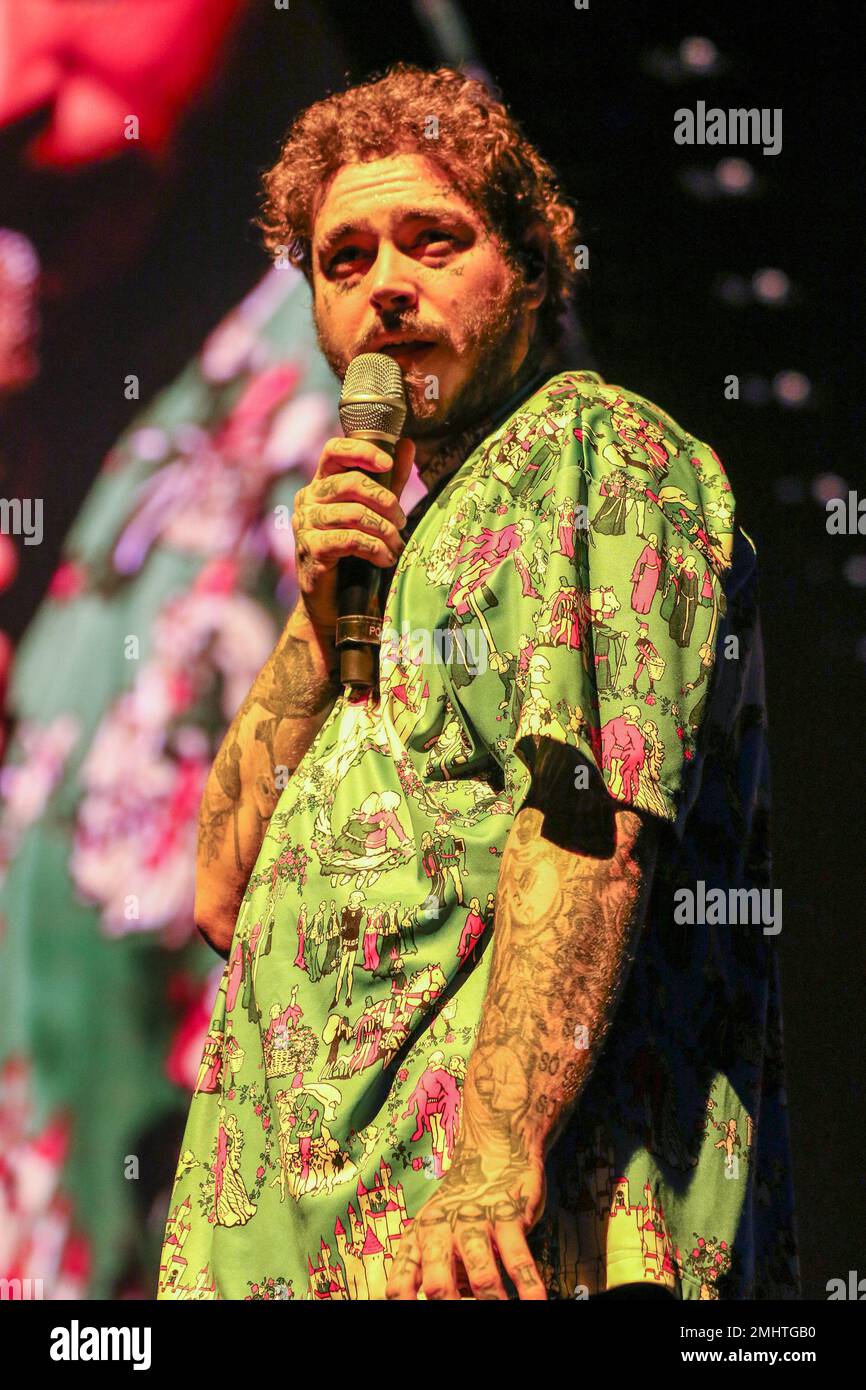 Post Malone performs during the Runaway Tour at State Farm Arena on ...