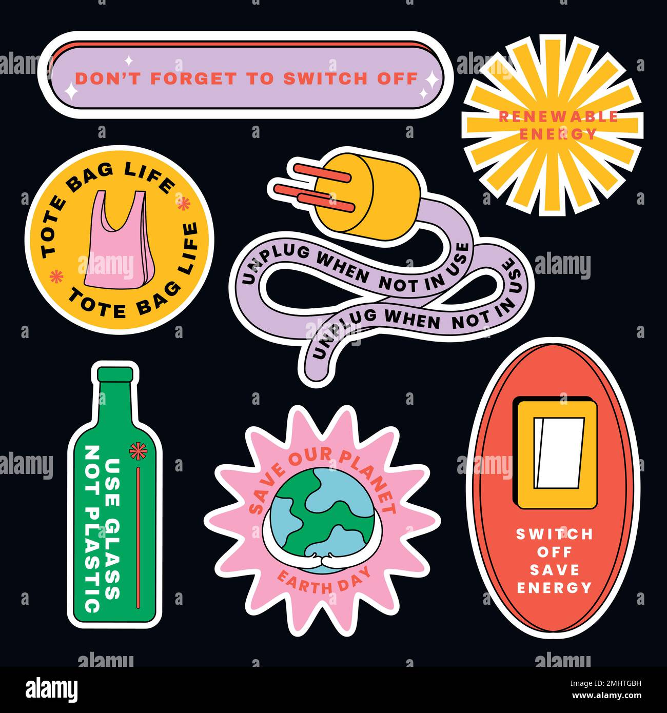 Environmental awareness sticker vector set Stock Vector Image & Art - Alamy