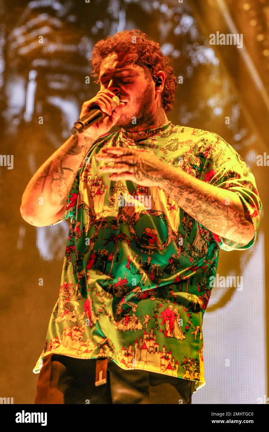 Post Malone performs during the Runaway Tour at State Farm Arena on ...