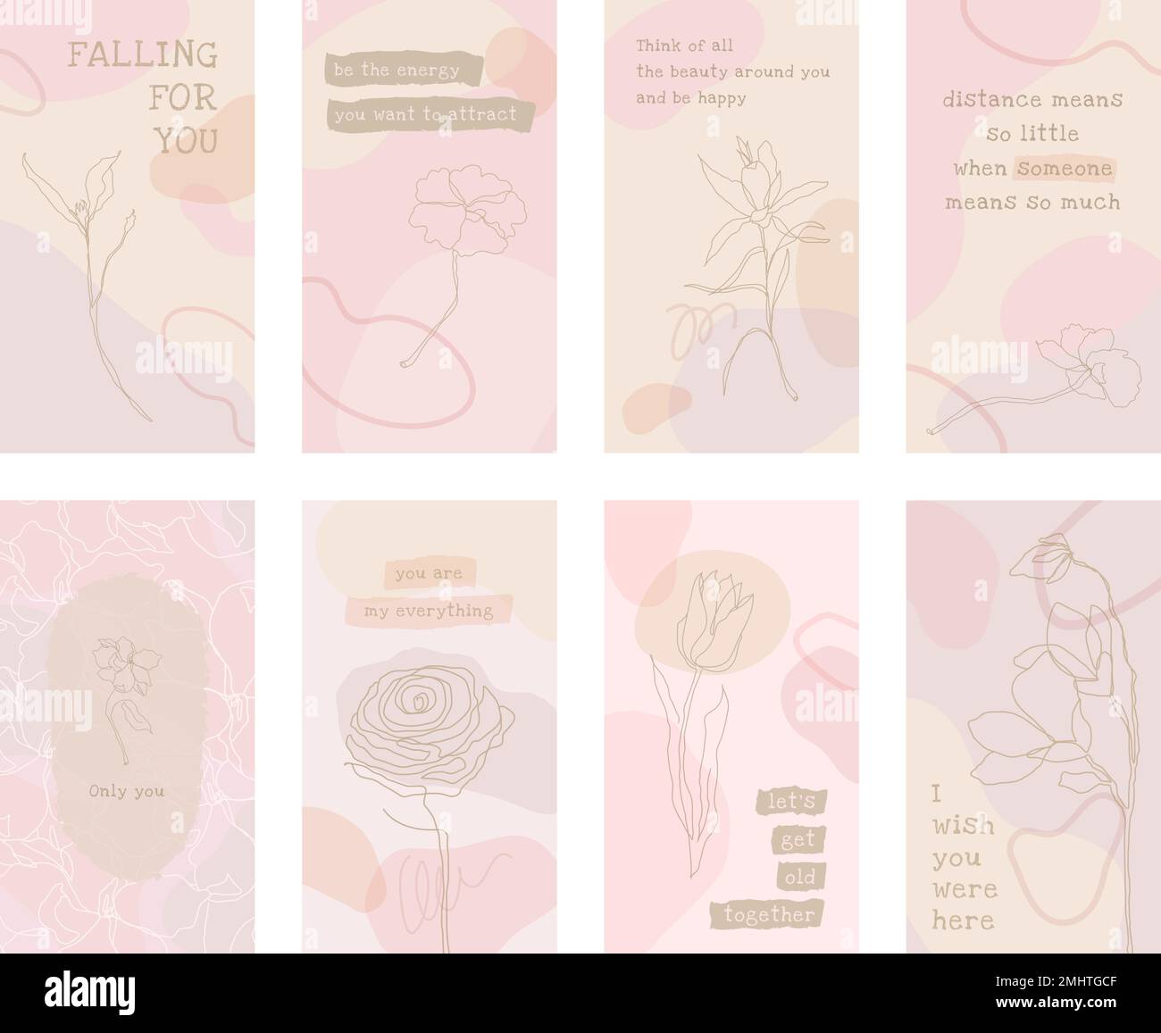 Social media story template vector set in pink Stock Vector Image & Art ...