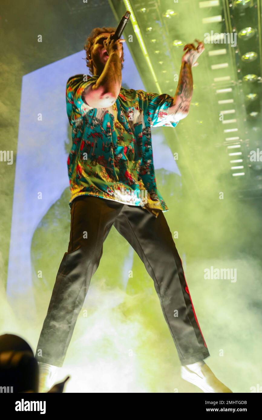 Post Malone performs during the Runaway Tour at State Farm Arena on ...