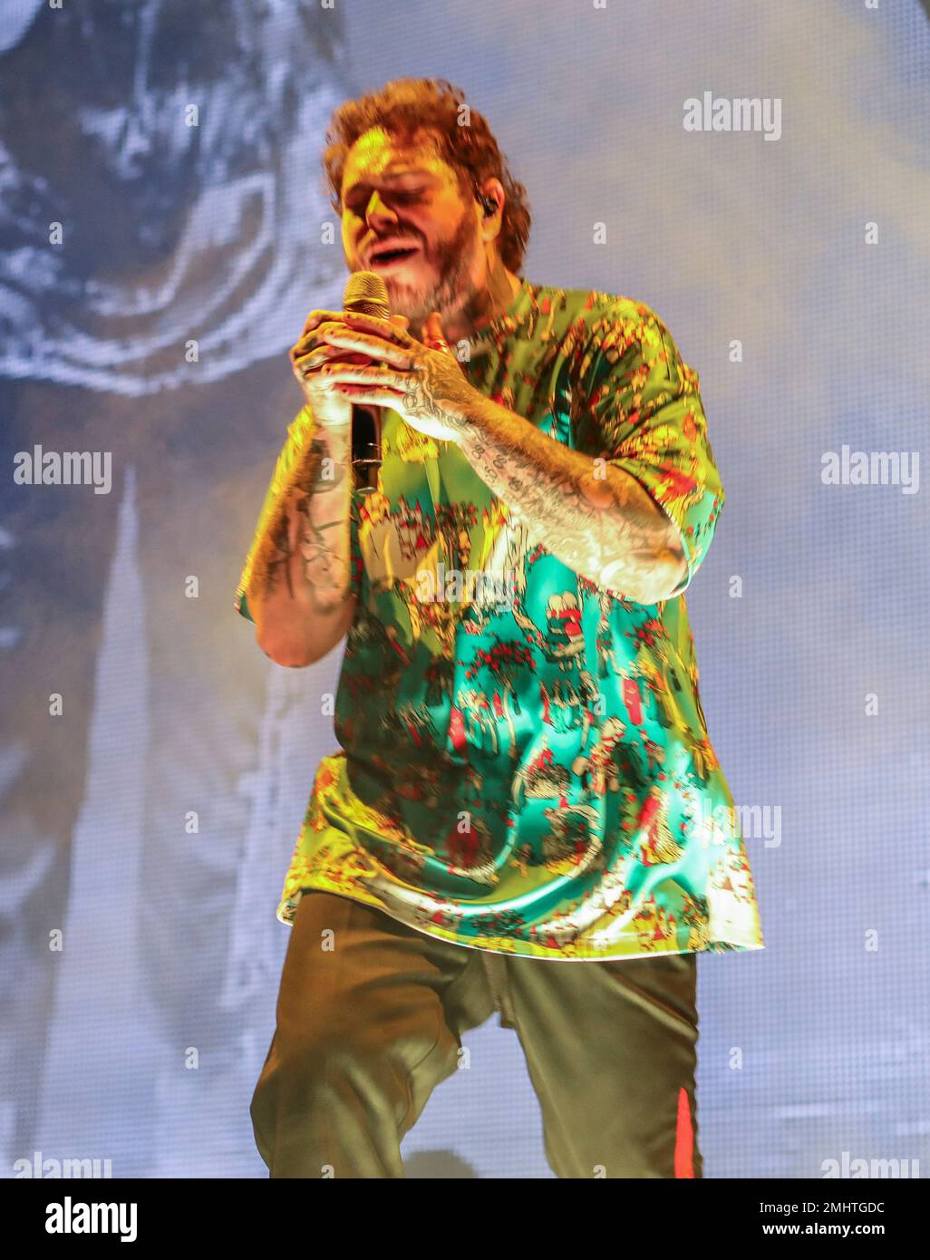Post Malone performs during the Runaway Tour at State Farm Arena on ...