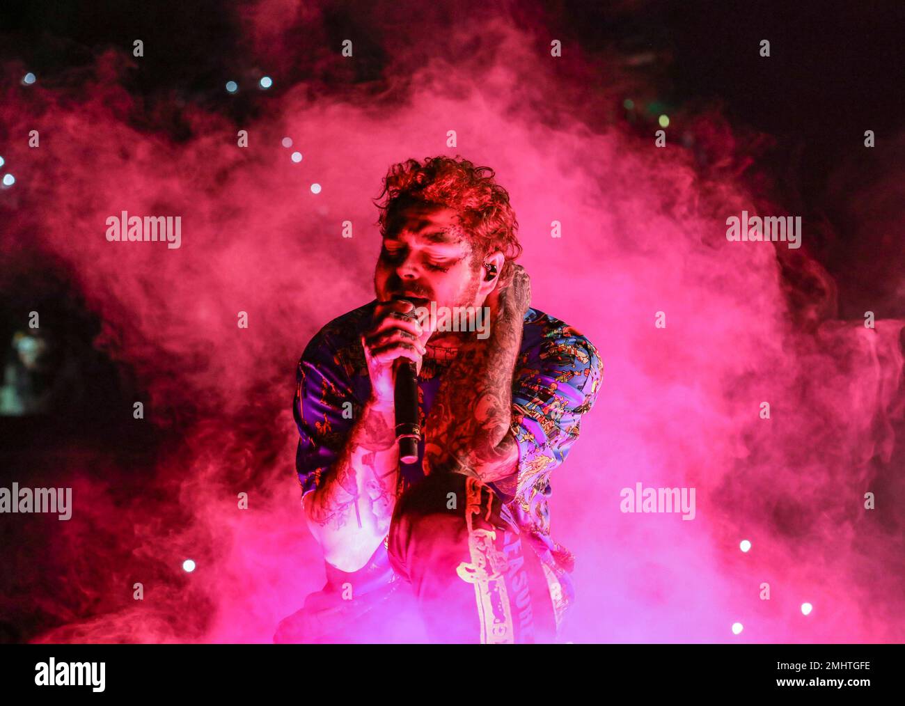Post Malone performs during the Runaway Tour at State Farm Arena on ...