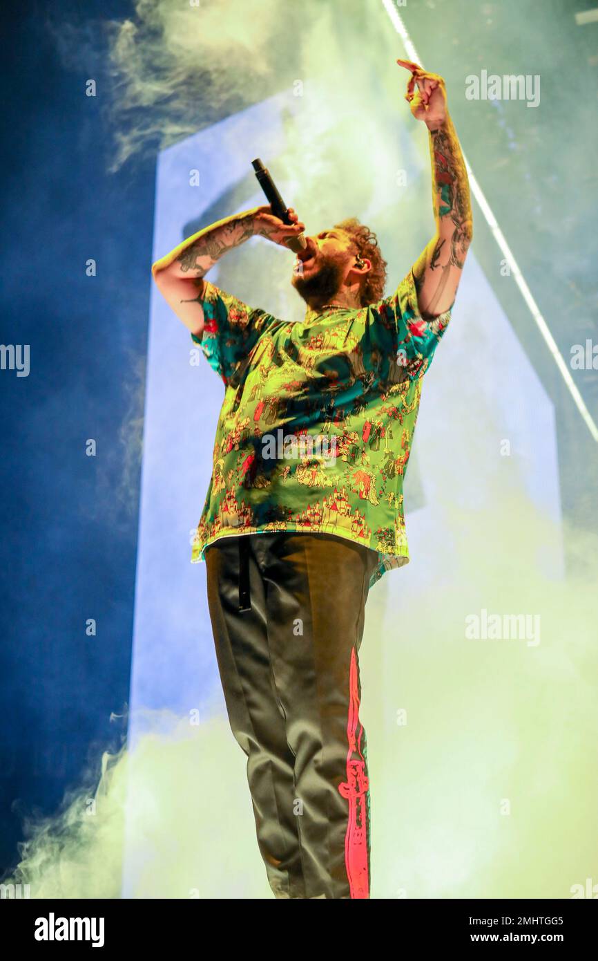 Post Malone performs during the Runaway Tour at State Farm Arena on ...