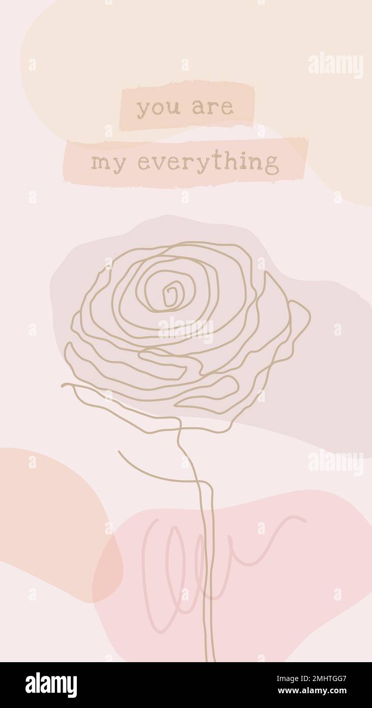 iPhone pink wallpaper template vector with rose flower Stock Vector ...