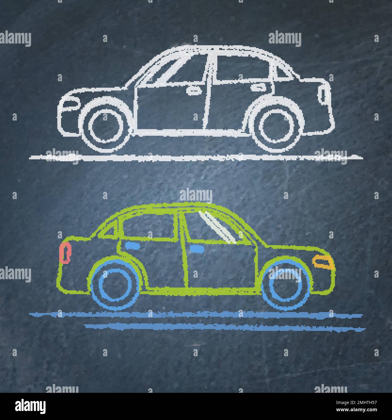 Vector chalk sketches of car on blackboard Stock Vector Image & Art - Alamy