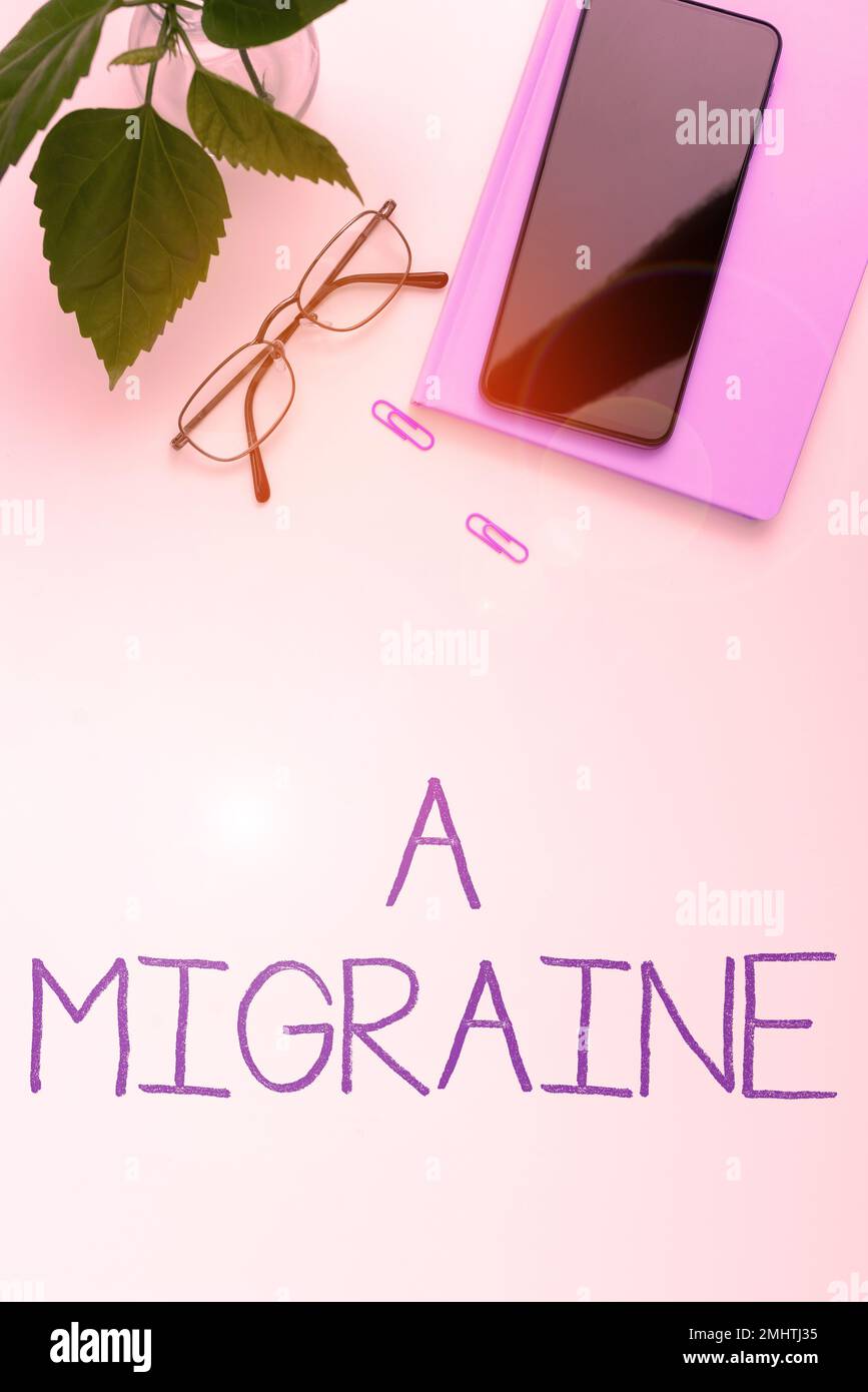 Writing displaying text A Migraine. Business overview recurrent ...