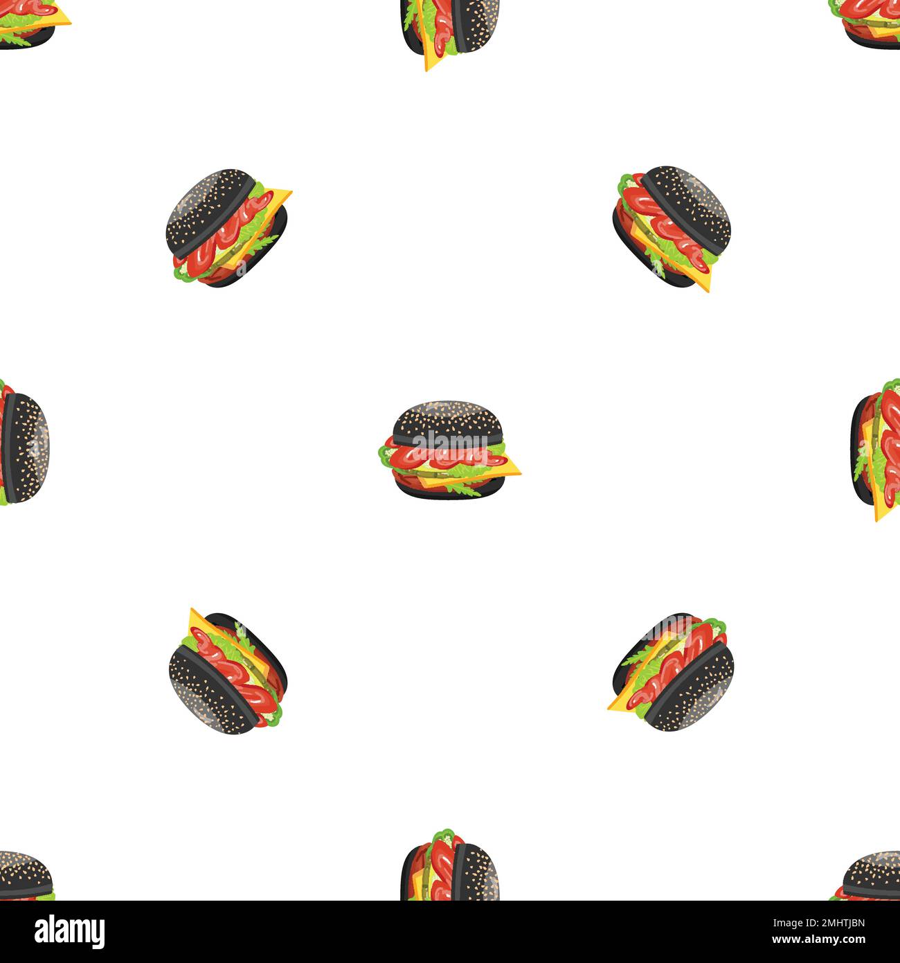 Black burger pattern seamless vector Stock Vector Image & Art - Alamy