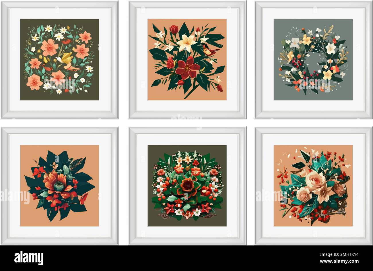 Set of vintage flowers illustration isolated. Quilling Wall Decor ...