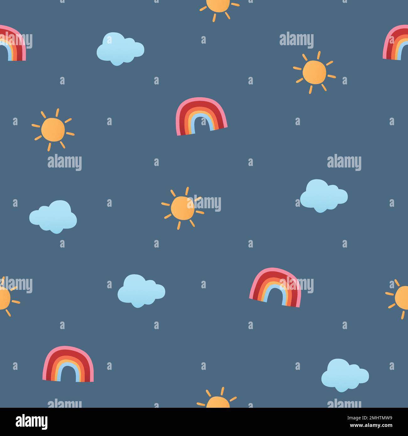 Cute seamless kids pattern background, rainbow vector illustration ...