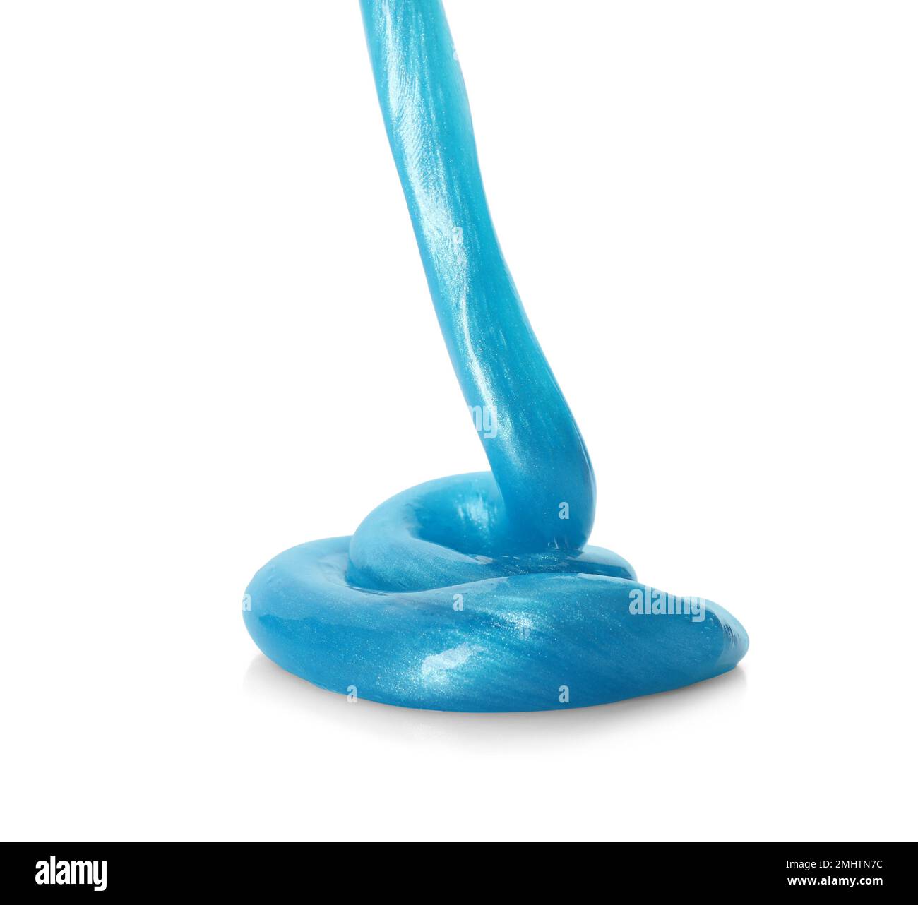 Flowing light blue slime on white background. Antistress toy Stock ...