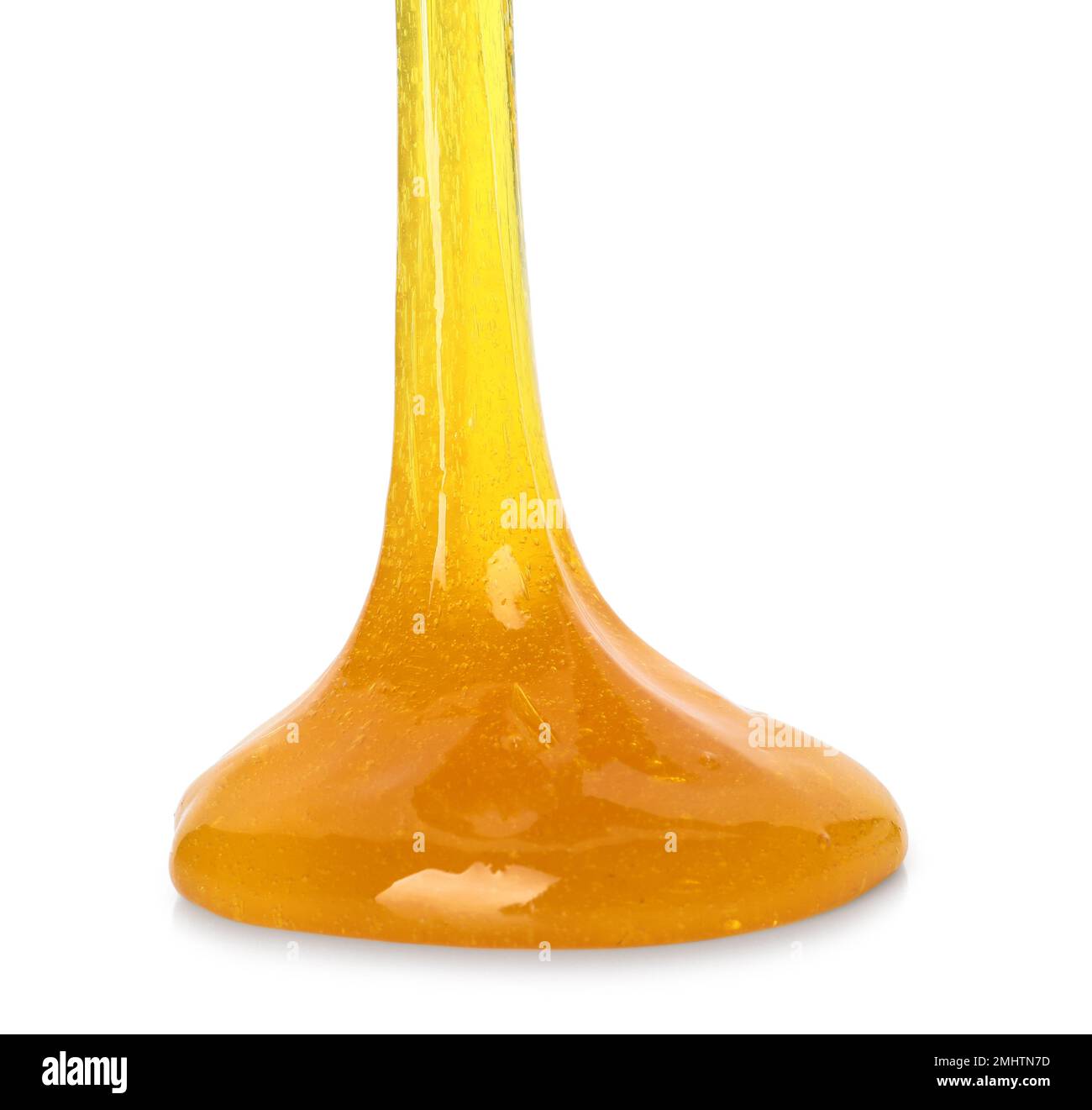 Flowing orange slime on white background. Antistress toy Stock Photo ...