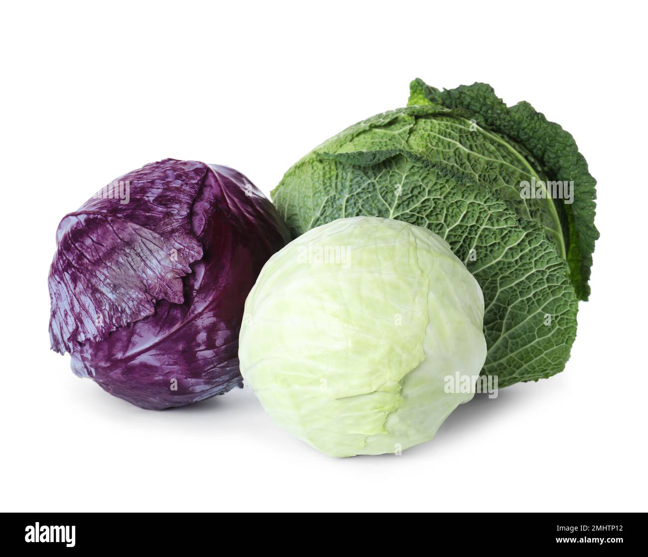 Different types of cabbage isolated on white Stock Photo - Alamy