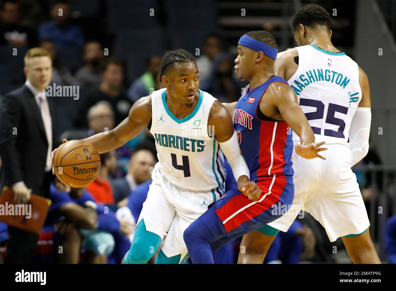 Charlotte Hornets' Devonte' Graham (4) looks to get past Detroit ...