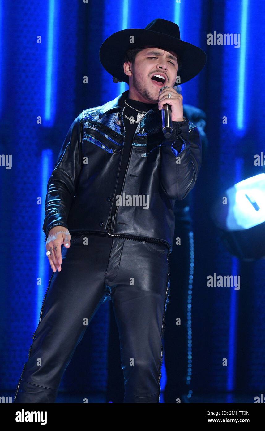 Christian Nodal performs at the Latin American Music Awards on Thursday ...