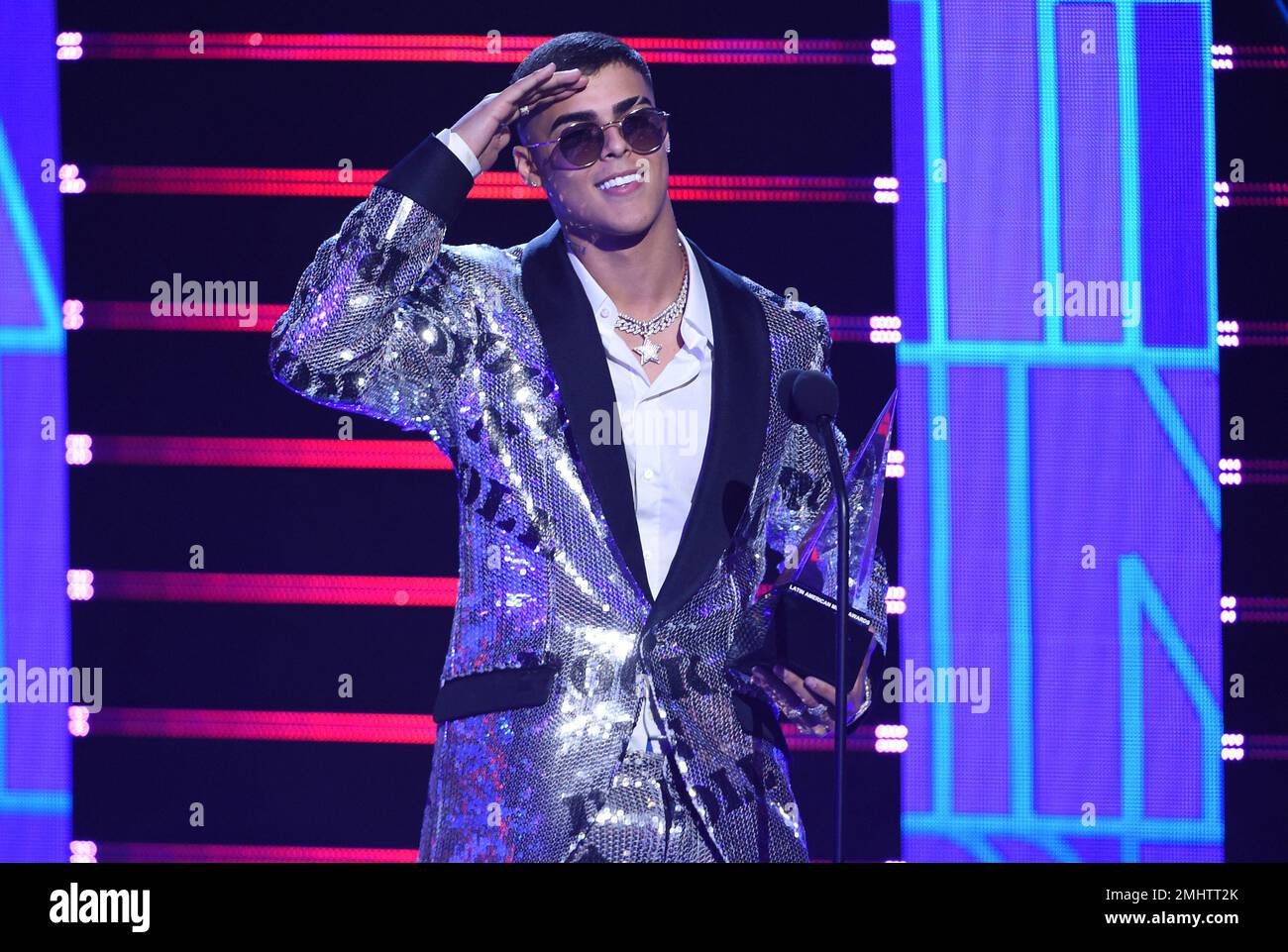Lunay accepts the new artist of the year award at the Latin American ...