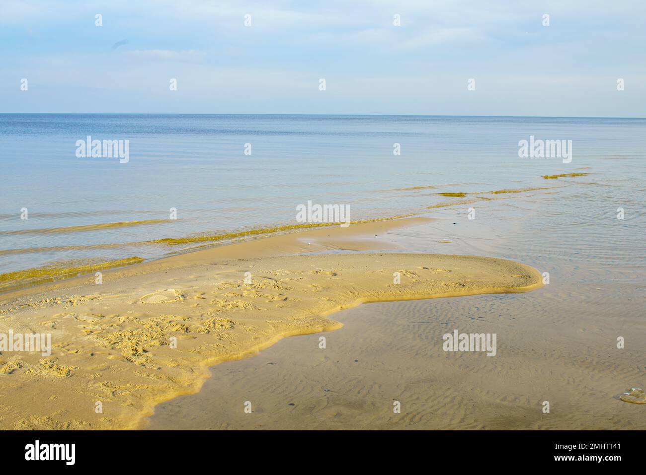 Natural background, sandy shore and water. Winter beach view Stock ...