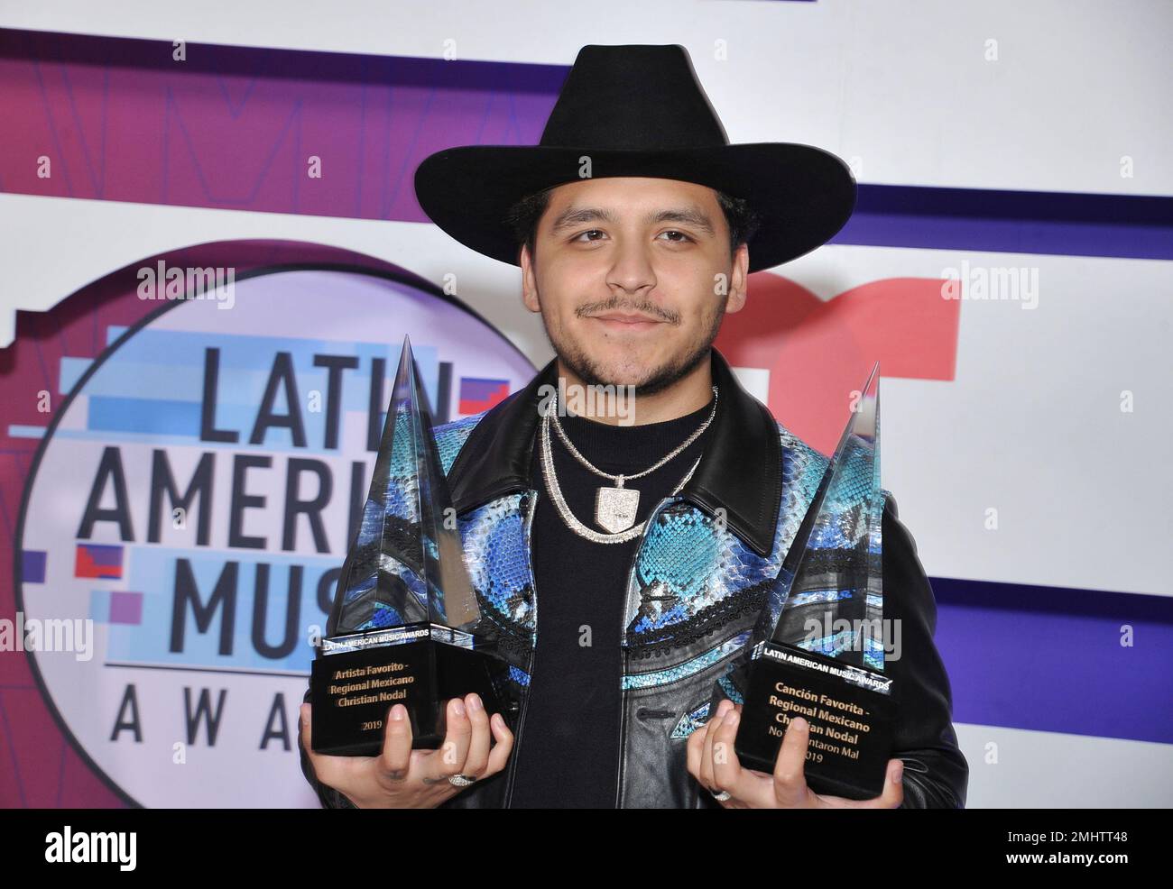 Christian Nodal poses with the awards for favorite regional Mexican ...