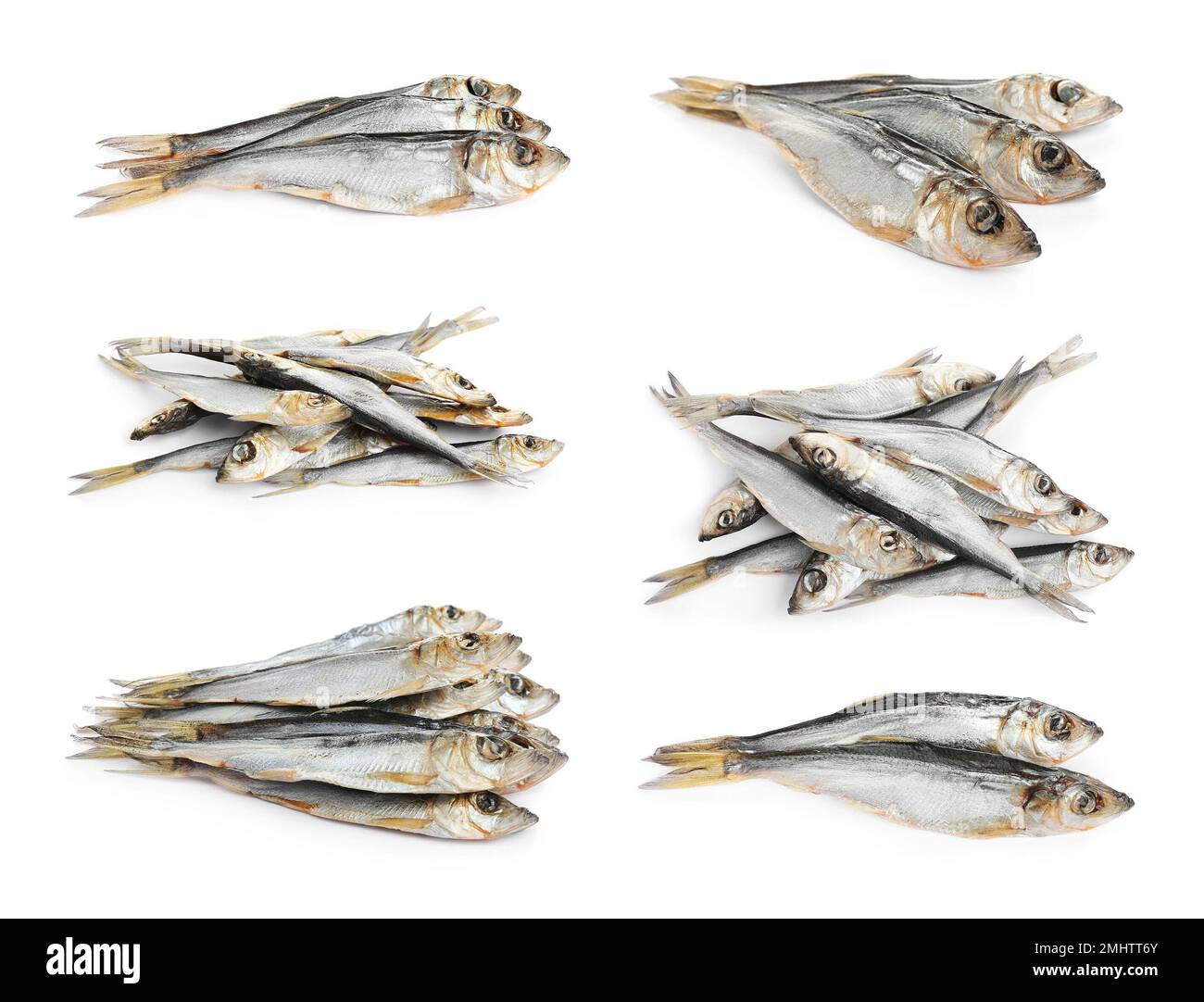 Set of tasty dry fish on white background Stock Photo - Alamy