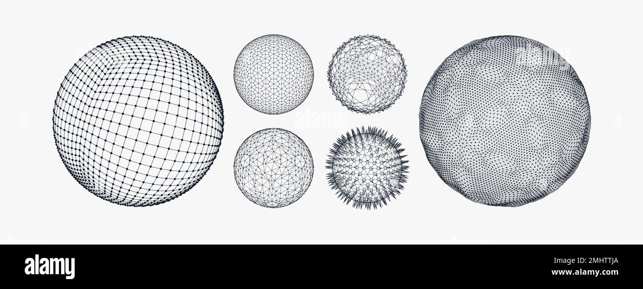 Sphere With Connected Lines And Dots Wireframe Illustration Abstract 3d Grid Design