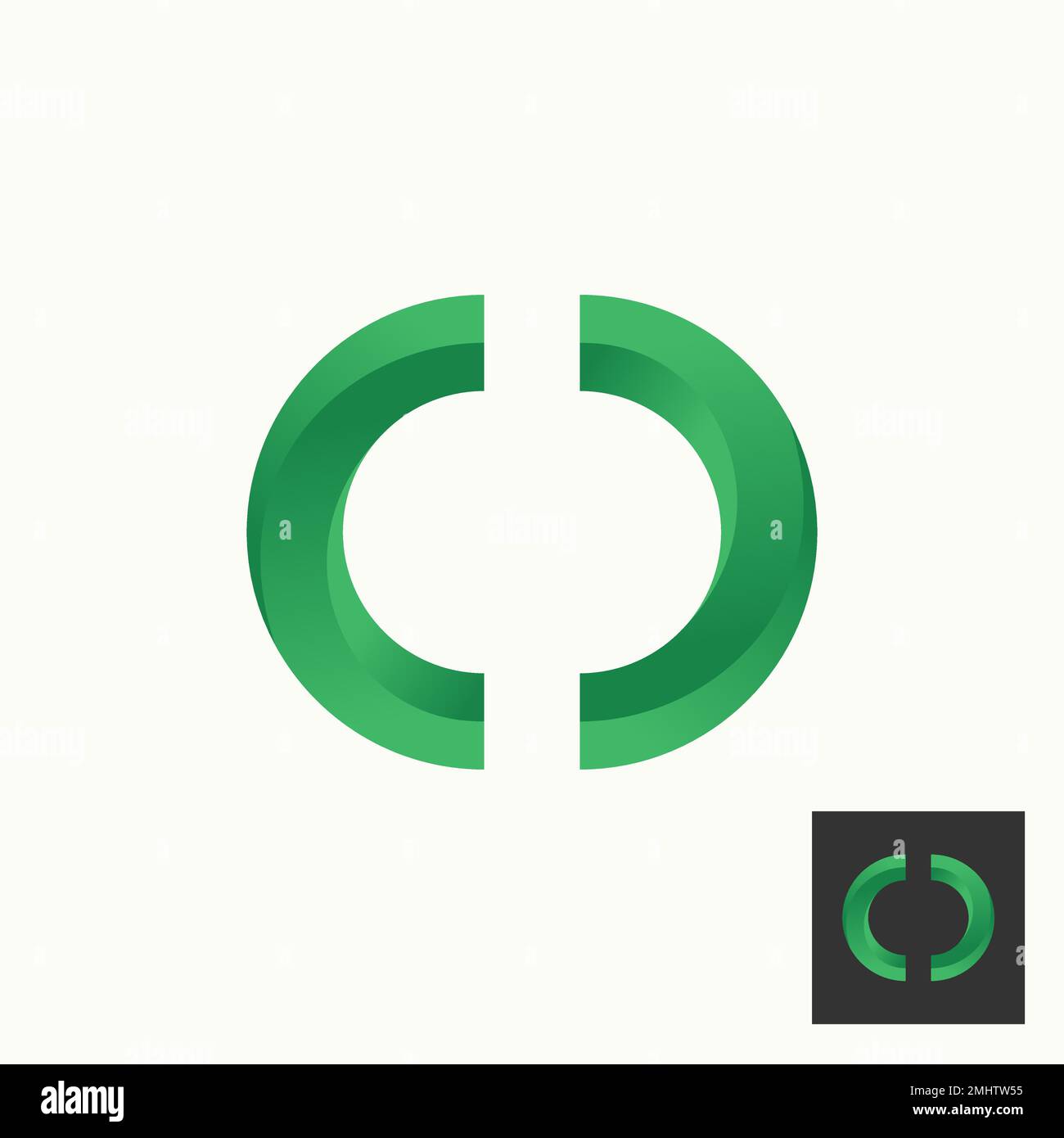 Simple and unique shape brackets mark like letter or word O cut font image graphic icon logo ...