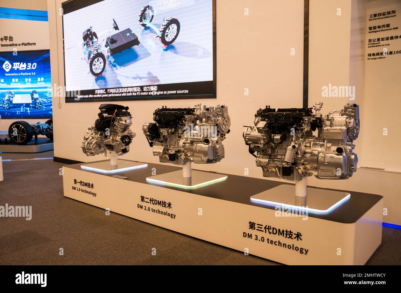 Shenzhen, China – 11102022: The three generations of BYD DM (dual mode ...