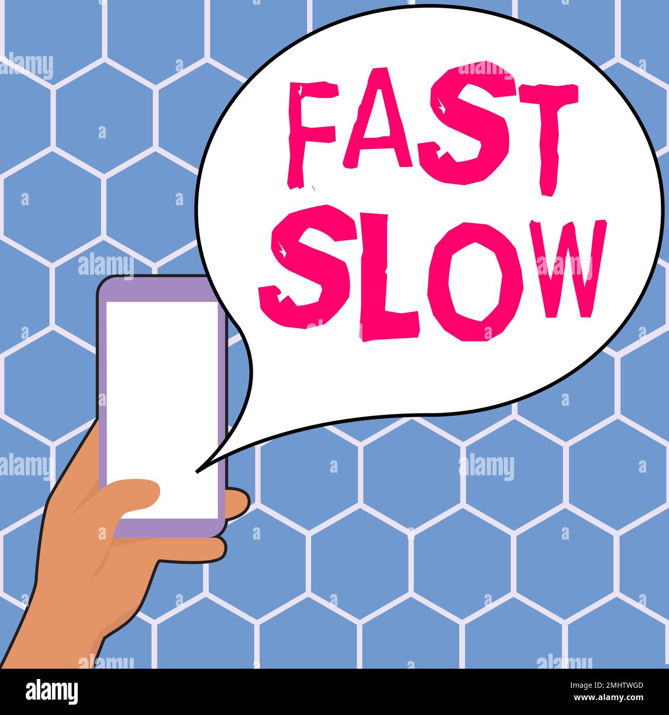 Text showing inspiration Fast Slow. Word for moving or proceeding with ...