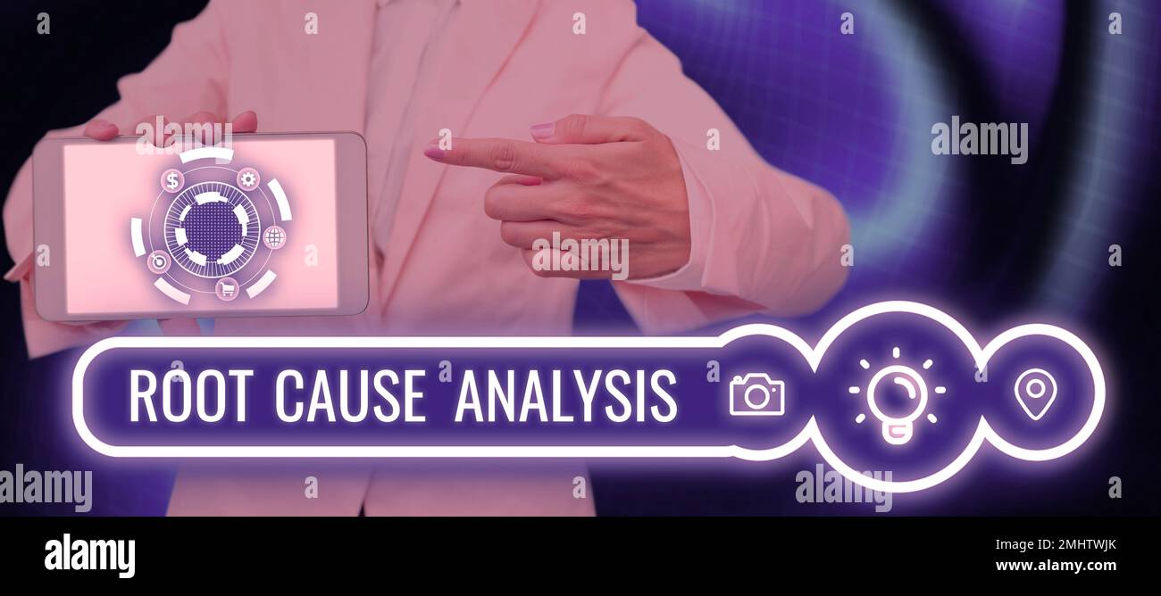 Hand writing sign Root Cause Analysis. Business overview Method of ...