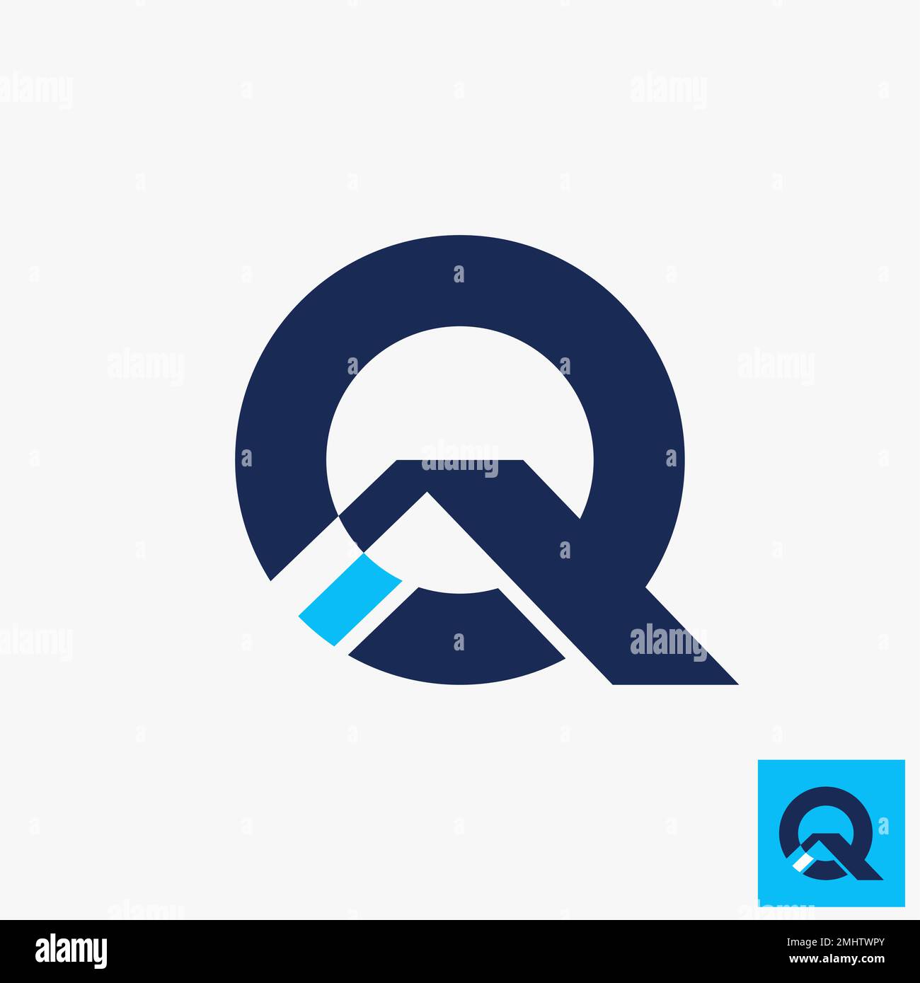Simple and unique letter or word Q font in creative circle line graphic icon logo design ...