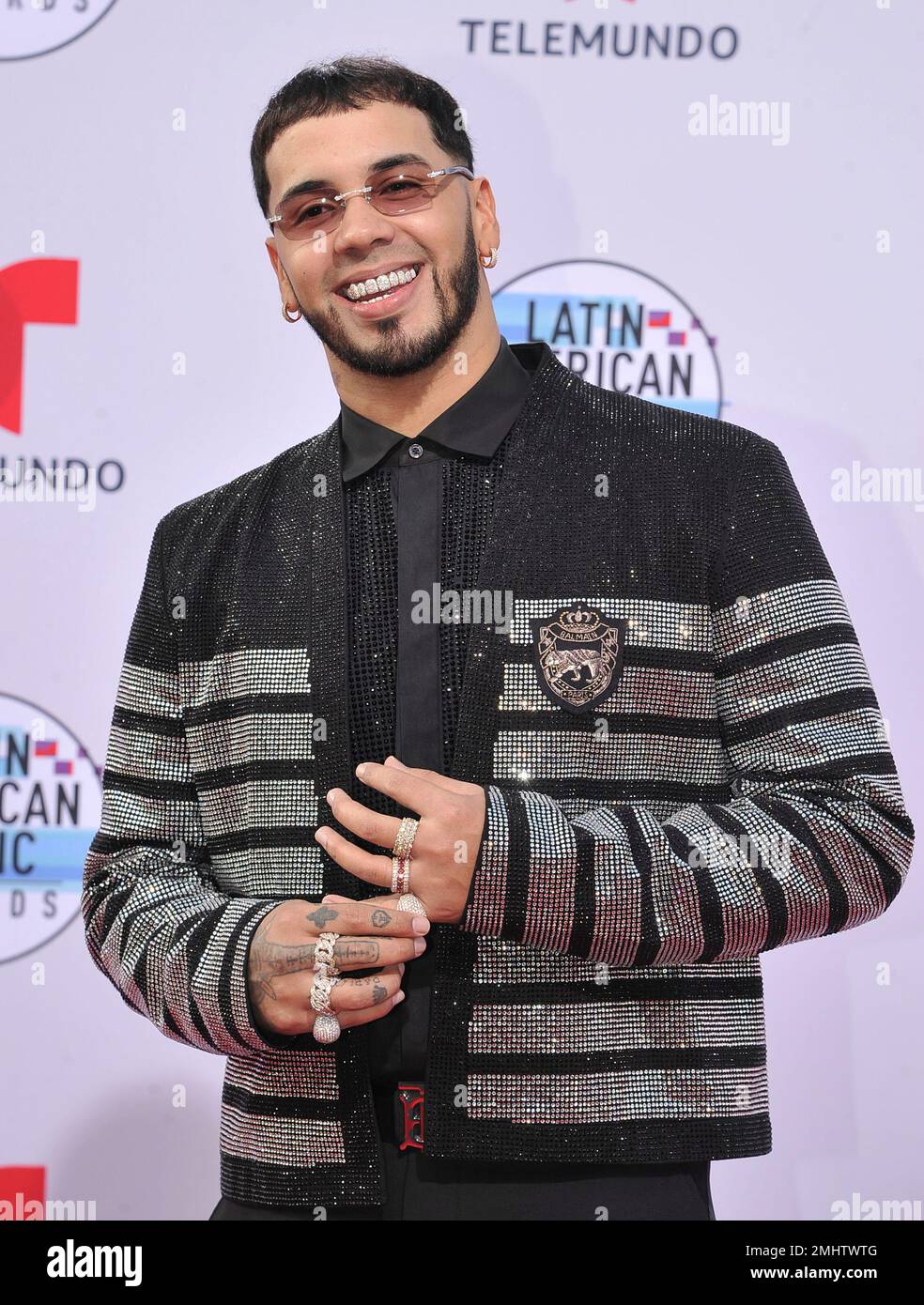 Anuel AA arrives at the Latin American Music Awards on Thursday, Oct ...
