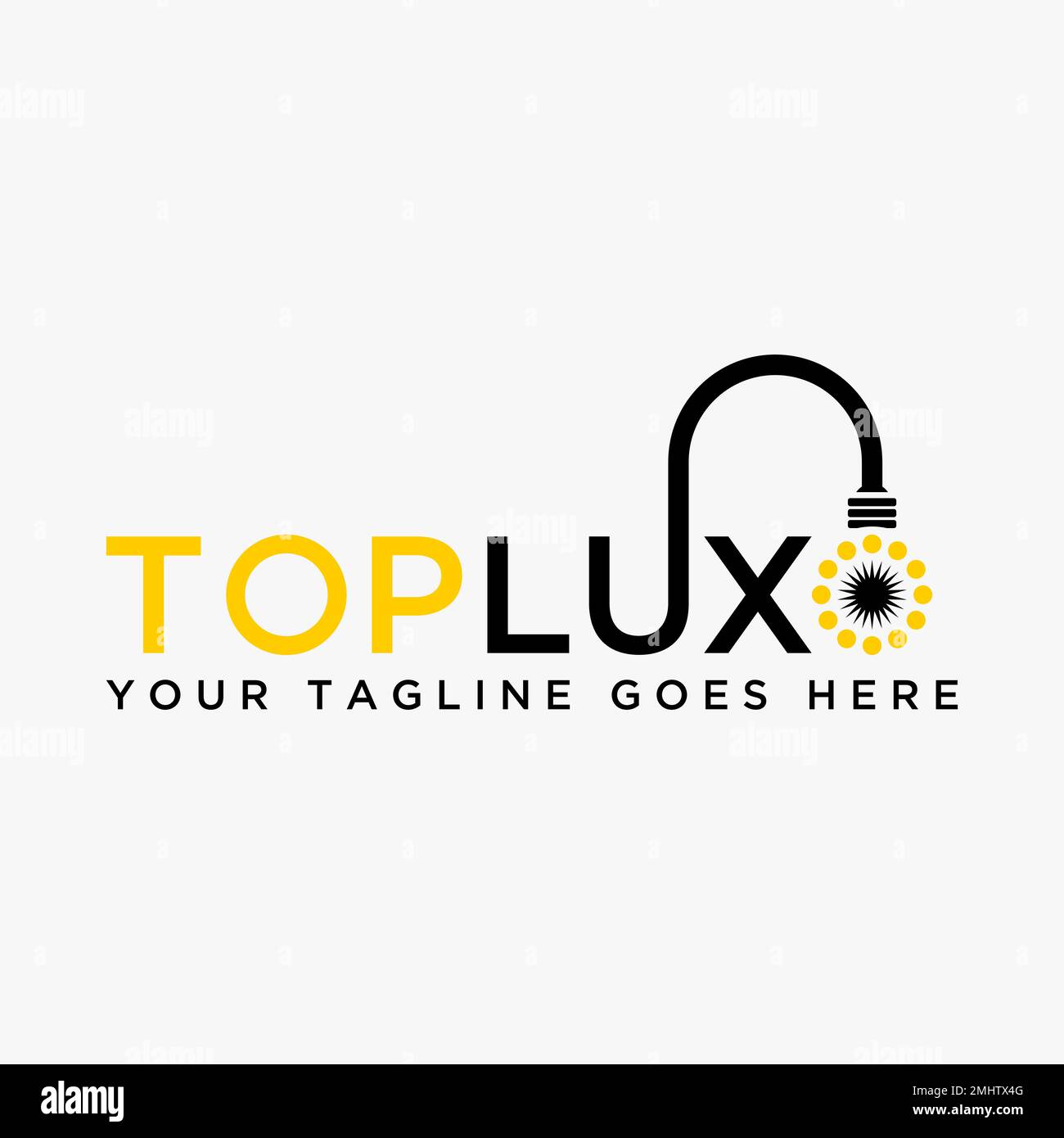 Simple and unique light lamp bulb on letter or word TOP LUX font image ...