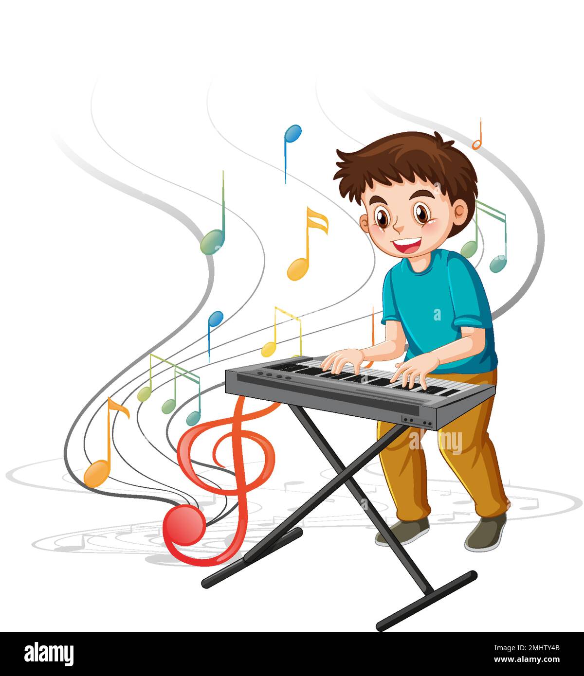 A boy playing electronic keyboard illustration Stock Vector Image & Art ...