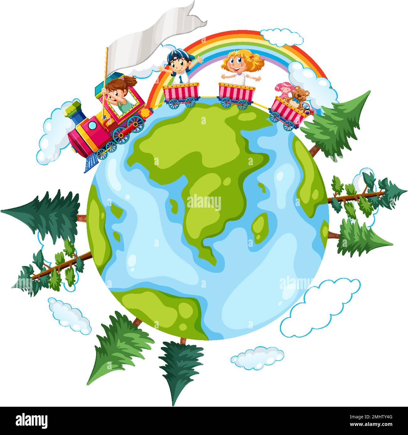Earth logo concept in cartoon style illustration Stock Vector Image ...