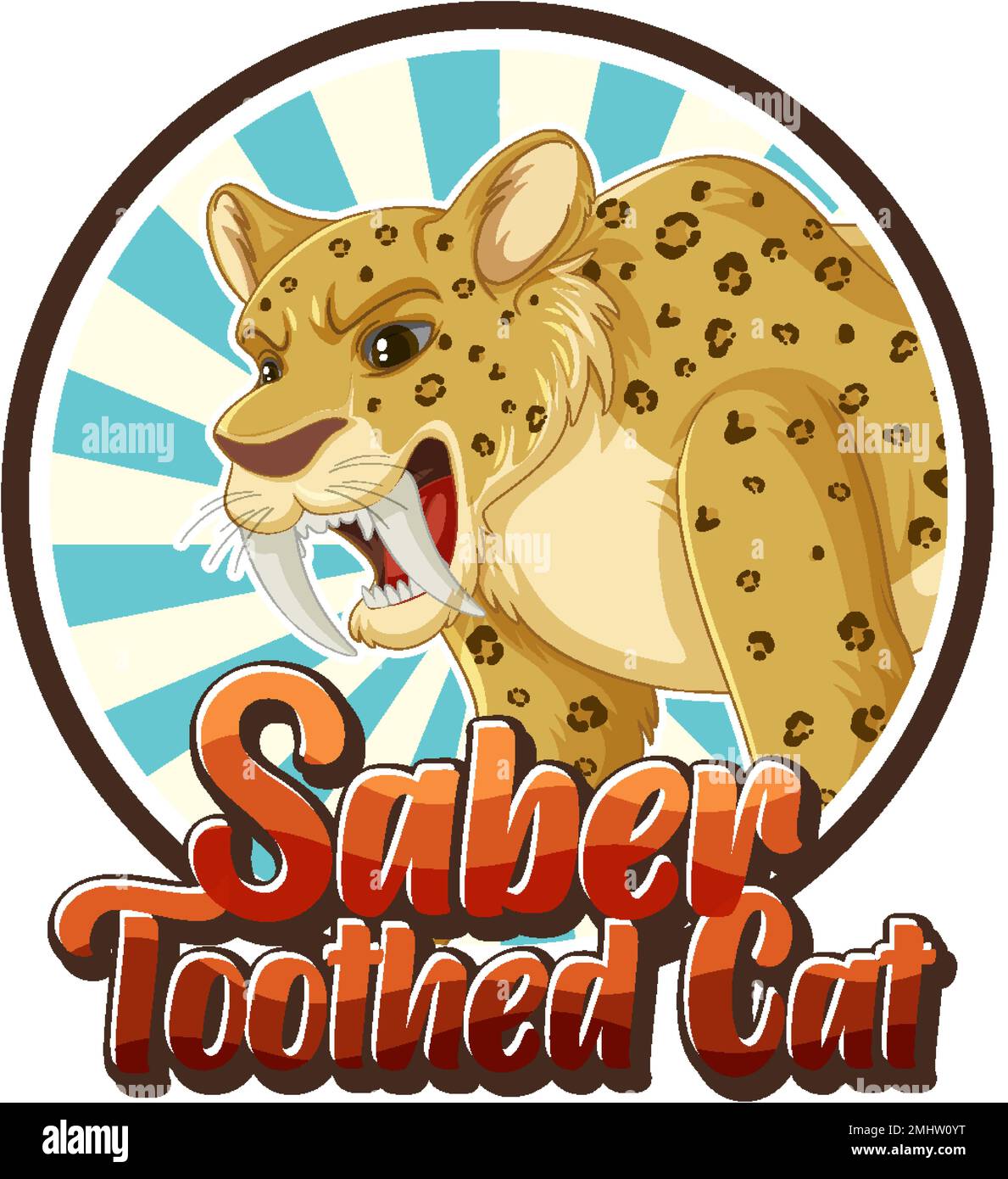 Saber toothed cat cartoon character logo illustration Stock Vector ...
