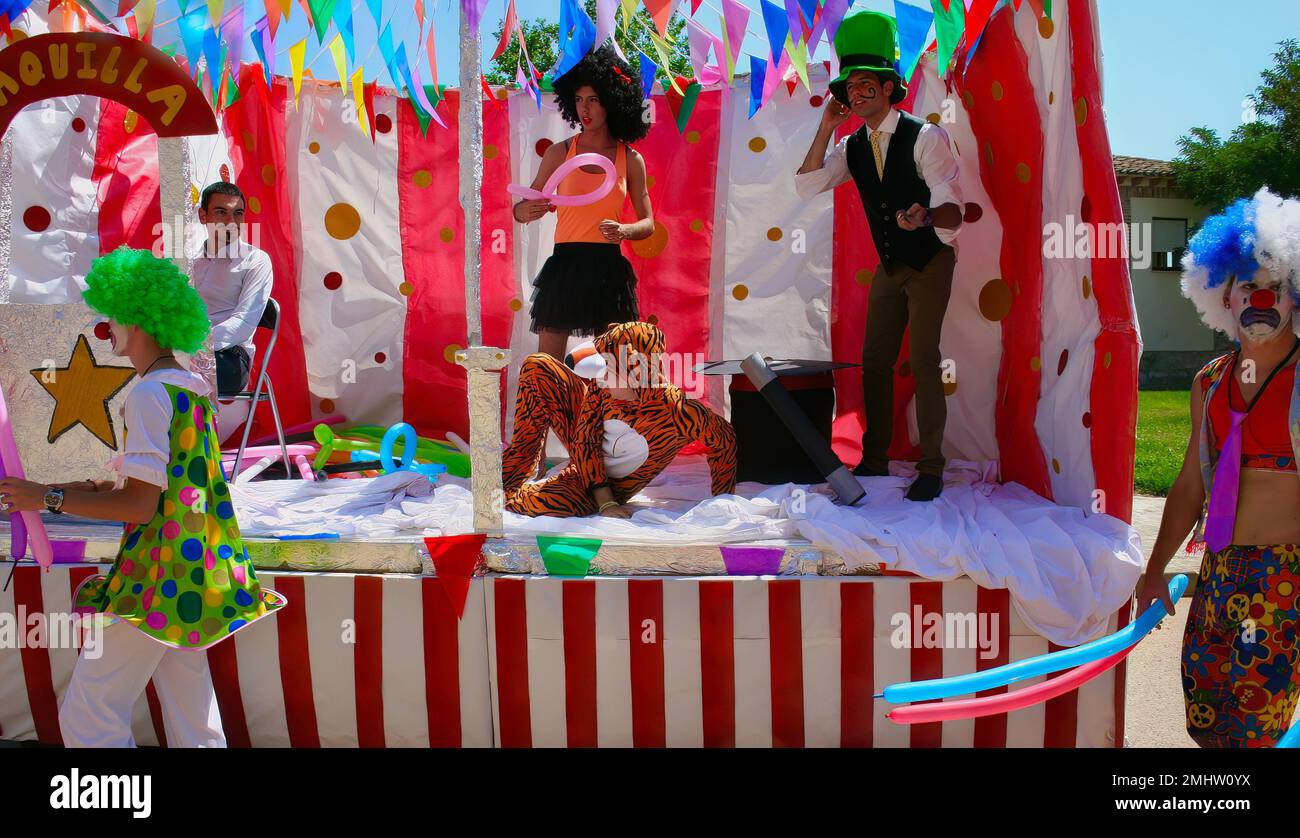 Circus themed float with clowns during the annual Assumption of the ...