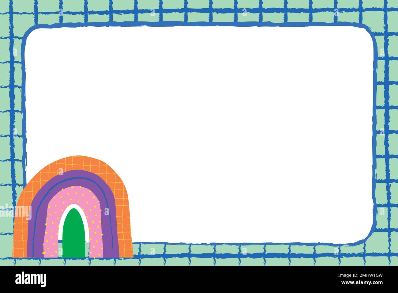 Funky rainbow frame, doodle border design vector Stock Vector Image ...