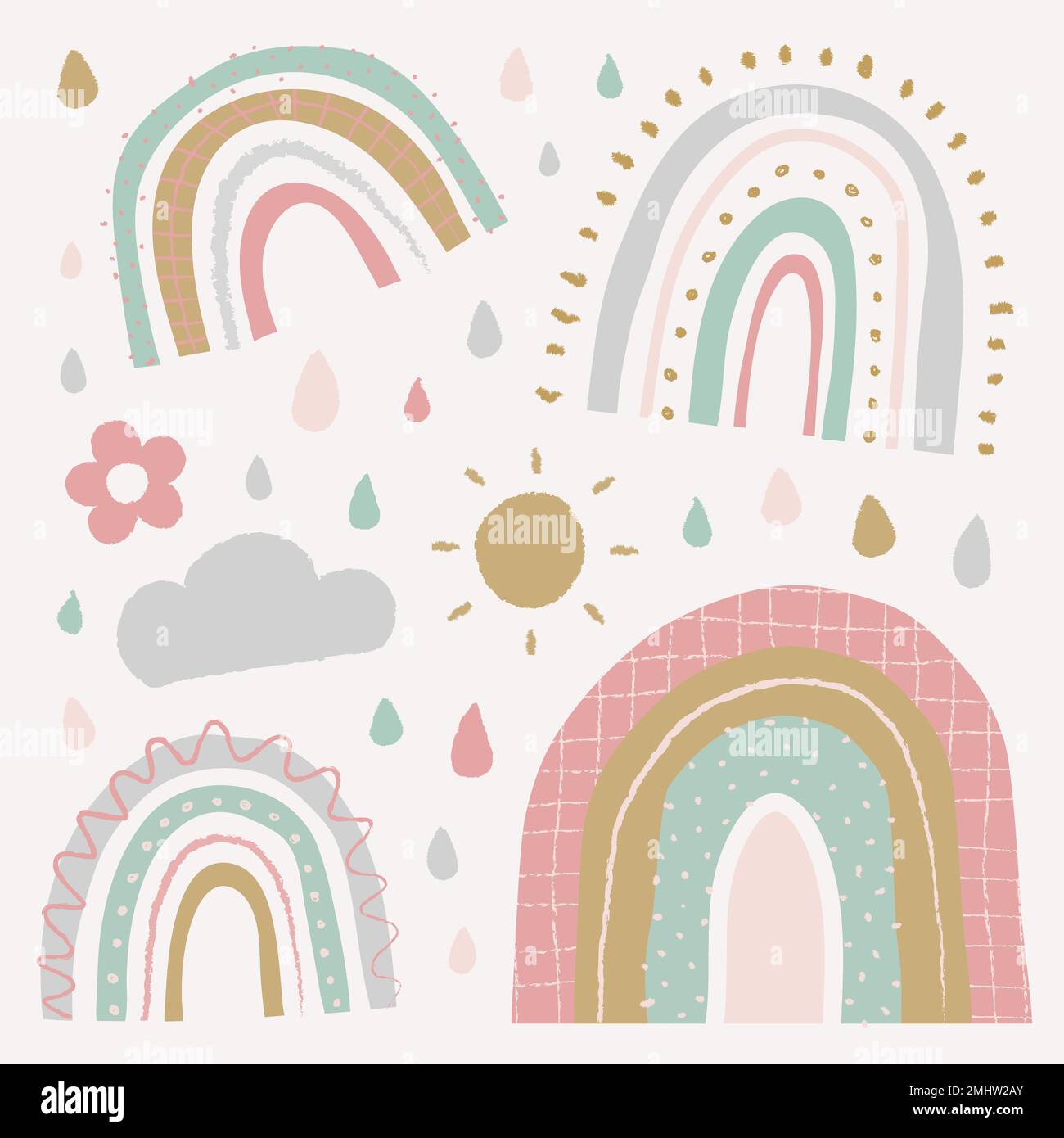 Cute rainbow in doodle style vector set Stock Vector Image & Art - Alamy