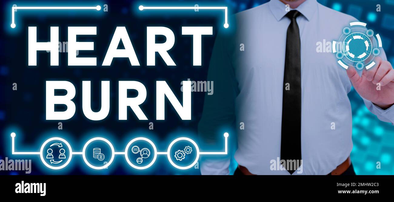 Writing displaying text Heart Burn. Word Written on a burning sensation ...