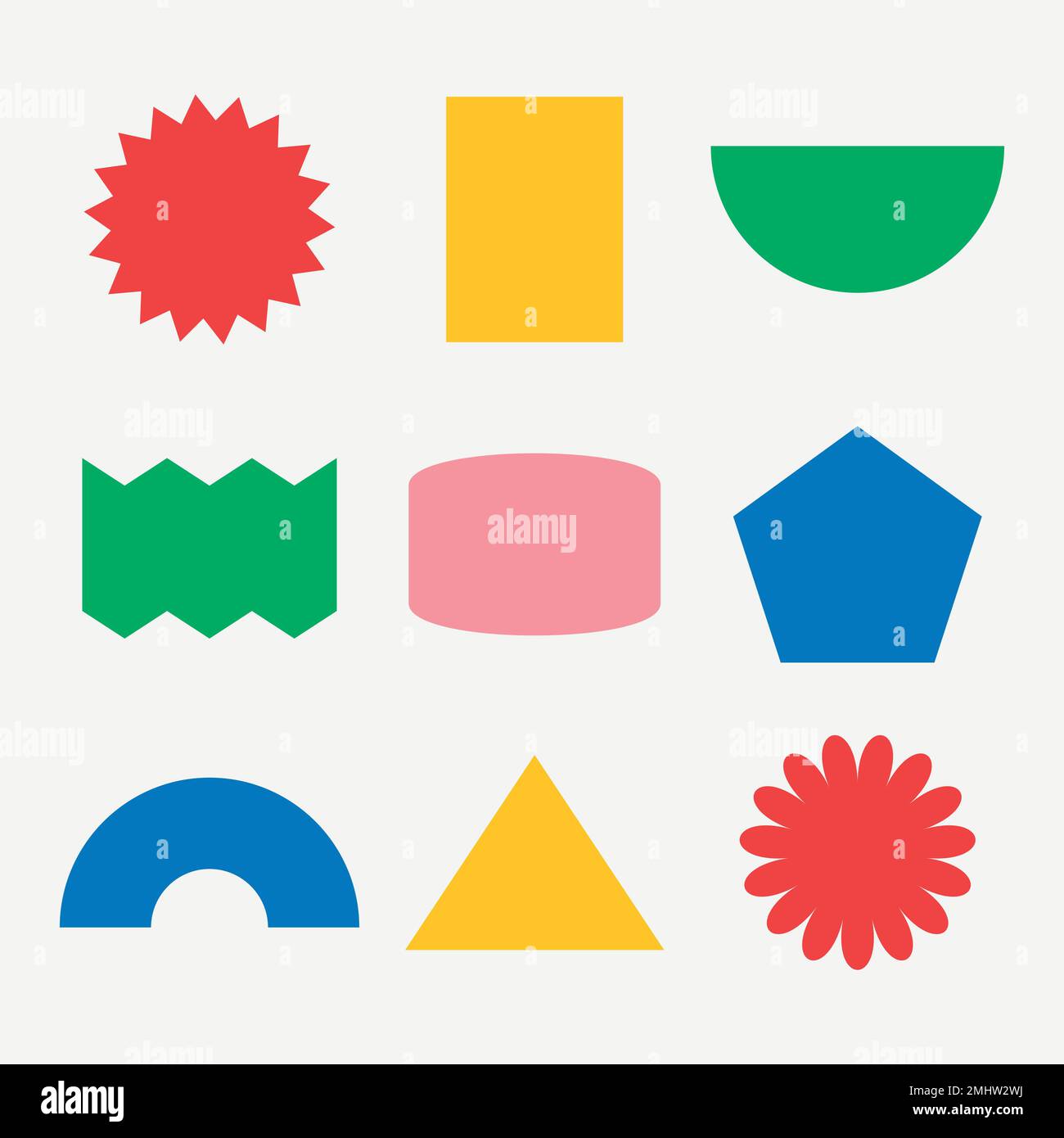 Geometric shape sticker, colorful retro flat clipart set vector Stock ...