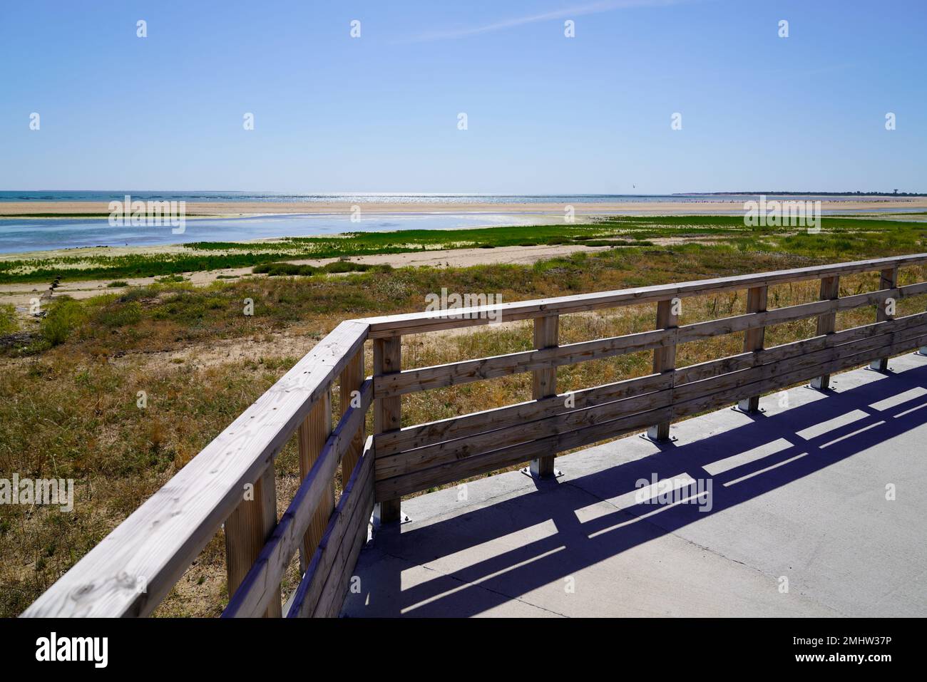 wooden access to sand beach atlantic ocean in Jard sur Mer in vendee ...