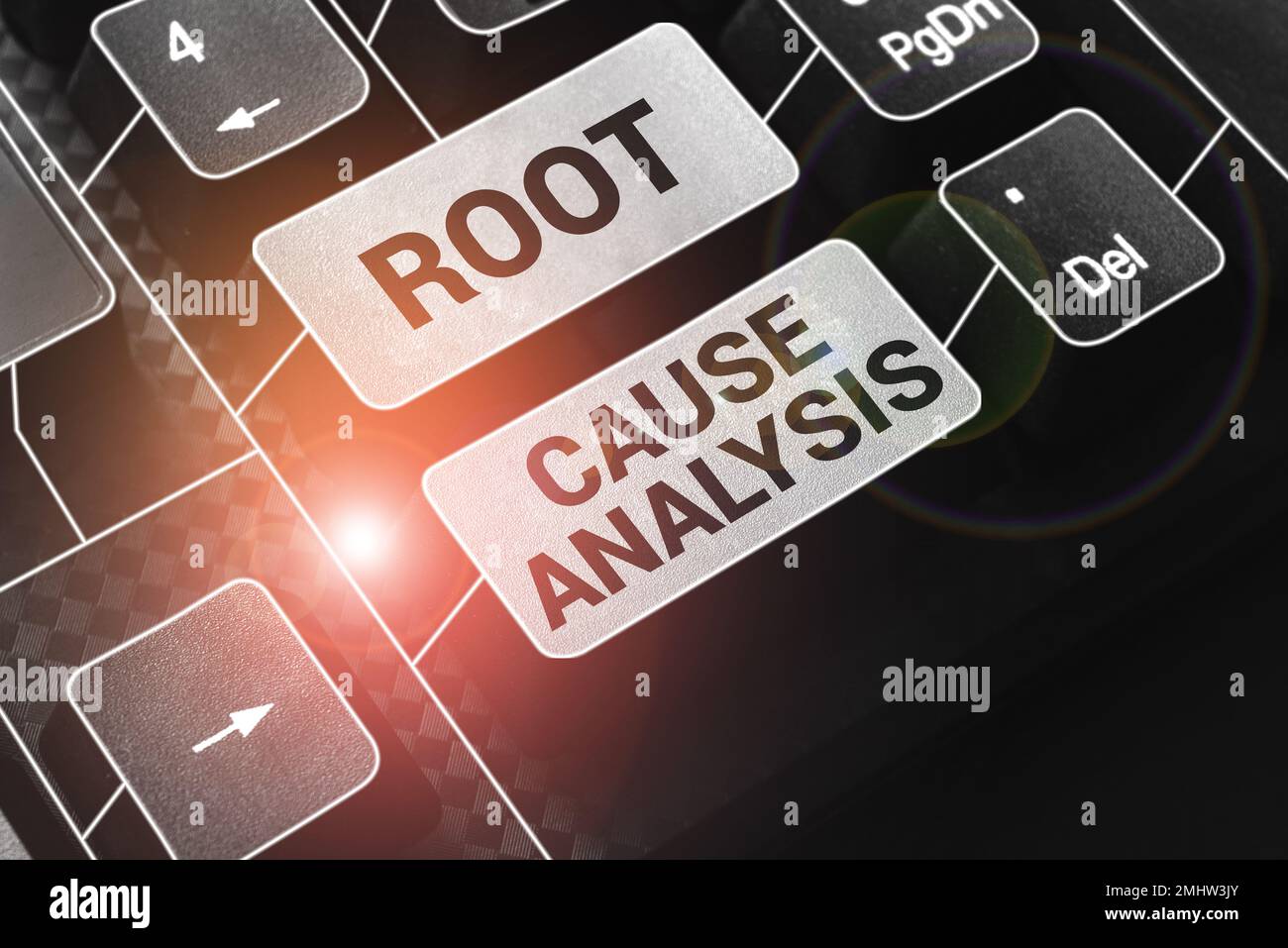 Text caption presenting Root Cause Analysis. Word for Method of Problem Solving Identify Fault ...