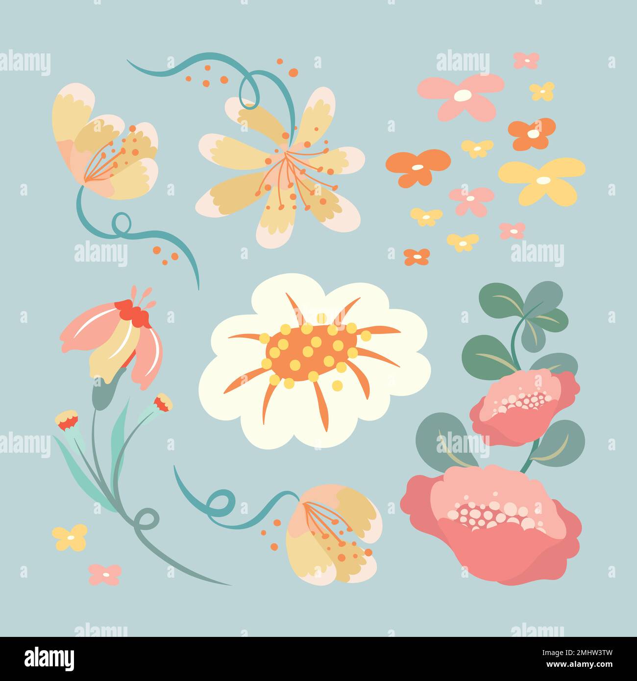 Pastel flower, spring clipart flat design vector illustration Stock ...