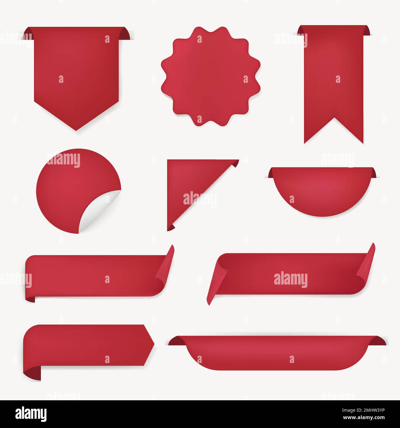 Red banner sticker, blank vector simple clipart set Stock Vector Image ...